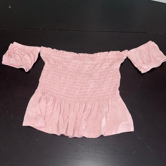 La Hearts | Tops | Shoulderless Pink Cinched Top Peplum Cropped Size M ...